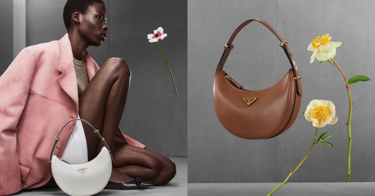 Prada「Cleo」有勁敵！2023秋冬全新半月包款「Arqué」大舉進攻，女團IVE、超模何穗搶著秀！ | Bella.tw儂儂