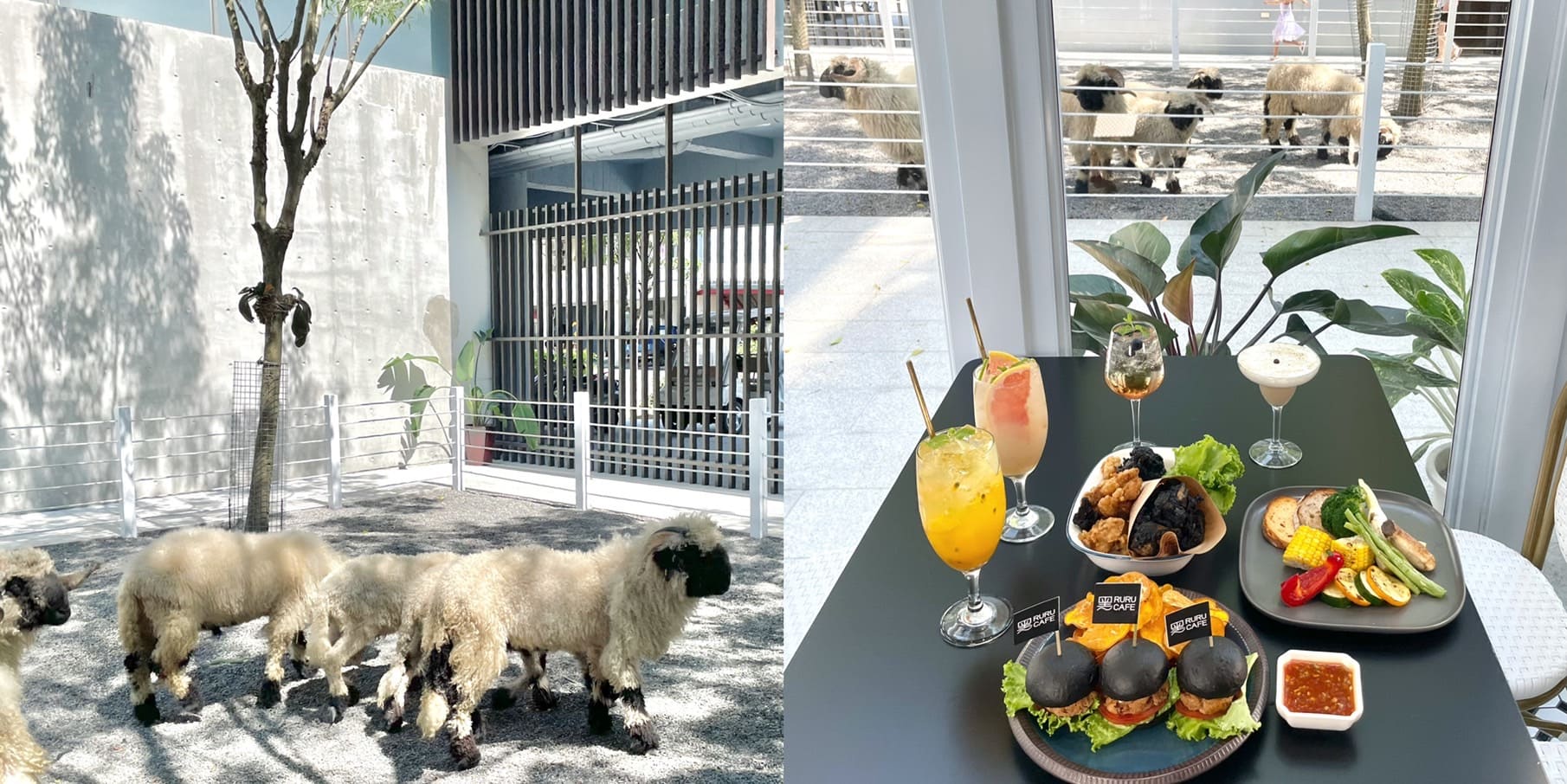 宜蘭咖啡廳推薦「黑RURU CAFE」！超萌笑笑羊陪你喝下午茶，時尚黑白裝潢、黑色美式漢堡必吃！ | Bella.tw儂儂